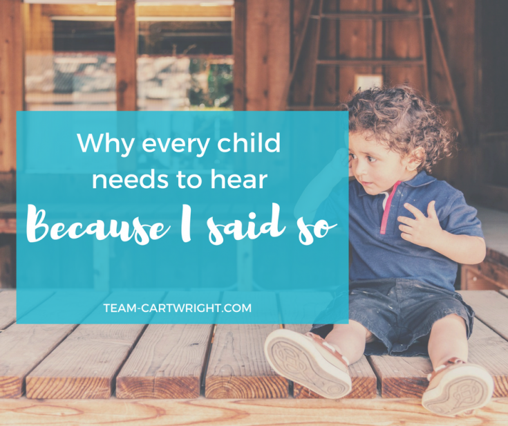 Why Every Child Needs To Hear 'Because I said so.' - Team Cartwright