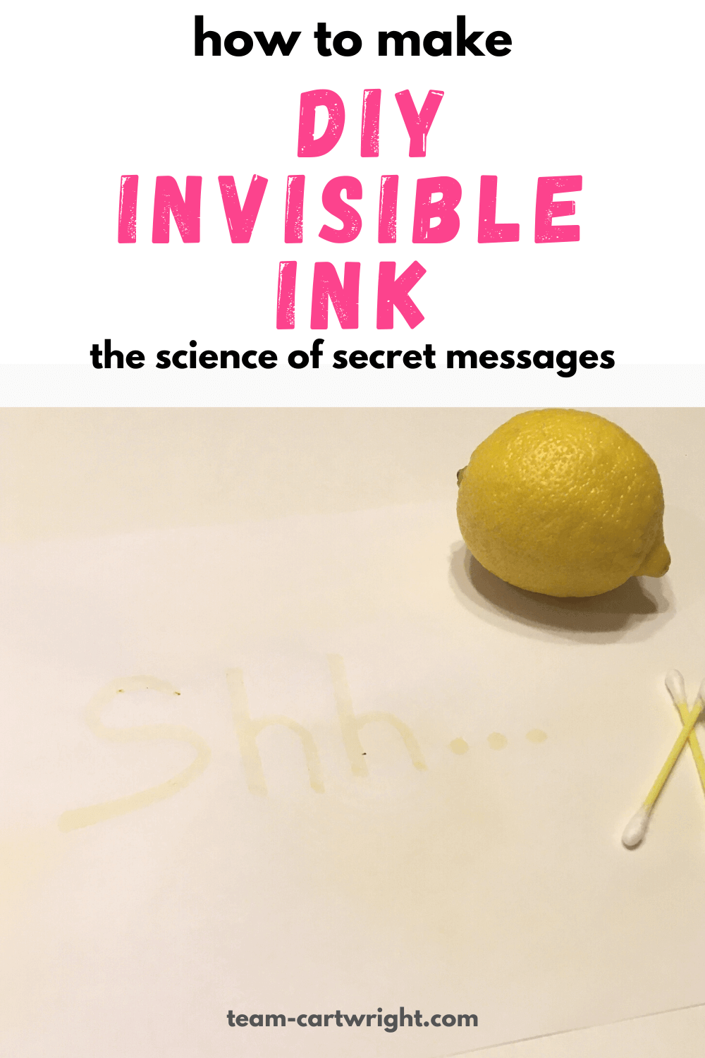 Lemon Juice Secret Writing: DIY Invisible Ink Science - Team Cartwright
